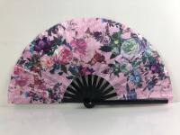 China Custom Printed 33cm Large Folding Bamboo Handheld Fan with Loud Clack Sound for Rave Festivals Accessories for sale