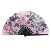 China Custom Printed 33cm Large Folding Bamboo Handheld Fan with Loud Clack Sound for Rave Festivals Accessories for sale