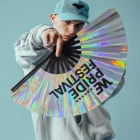 China [I AM YOUR FANS] Custom Promotional Large Rave Nylon Fabric Clack Fan Hand Held Folding Fans for Advertisement for sale