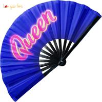 China 33Cm Bamboo Crafts Large Folding Fan Clack Rave Hand Fan for Raves Halloween Burlesque Women & Festival Accessories for sale