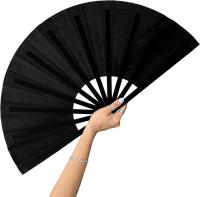 China Large 13 Inch  Folding Hand Handle Bamboo Clack Fans Rave Fan Custom for Promotion Crafts for sale