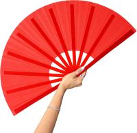 China Large 13 Inch  Folding Hand Handle Bamboo Clack Fans Rave Fan Custom for Promotion Crafts for sale