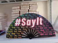 China Music Festival Custom Large Clack Fans 13inch Kungfu Hand Fan Rave Fan for Dancing for sale