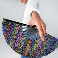 China 13 Inch Custom Rave Printed Folding Hand Fan Plastic Rave Hand Fan Printed Loud Clack Hand Fan for sale