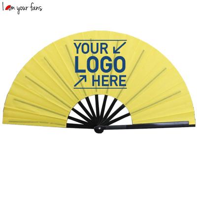China 33cm Factory Self-production Large Rave Fan Folding Plastic Foldable Rave Hand Fan Custom Fan for sale