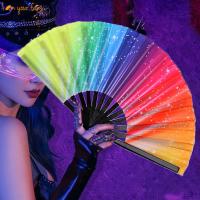 China 33cm Factory Self-production Large Rave Fan Folding Plastic Foldable Rave Hand Fan Custom Fan for sale
