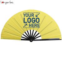 China 33cm Factory Self-production Large Rave Fan Folding Plastic Foldable Rave Hand Fan Custom Fan for sale