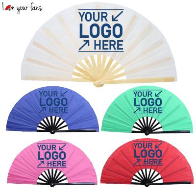 China I Am Your Fans 13 Inch Folding Engraved Hand Fans Led Custom Rave Printed Loud 33cm Clack Fan Bamboo Crafts for sale