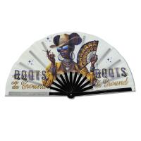China Cowgirl Dance Rave Fan Kungfu Hand Fan Boot on the Ground Clacking Hand Fans for sale