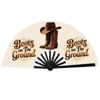 China Cowgirl Dance Rave Fan Kungfu Hand Fan Boot on the Ground Clacking Hand Fans for sale