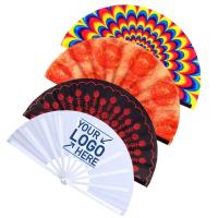 China Custom UV Printing Large Rave Clack Fans Kung Fu Bamboo Folding Fans With Fan Bag for sale