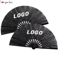 China Hot Selling Large Folding Hand Handle Fan Rave Fan Custom Bamboo Rave Clacking Fans for sale