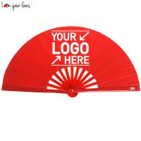 China High Quality 33cm Length 13Inch Custom Printed Large Clack Rave Fan Festivals Folding Hand Held Fan for sale