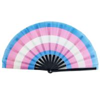 China High Quality 33cm Length 13Inch Custom Printed Large Clack Rave Fan Festivals Folding Hand Held Fan for sale