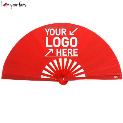 China Large Rave Fan Folding Festival Event Holding Accessories 33cm Bamboo Foldable Custom Hand Fan Bamboo Hand Rave Fan for sale
