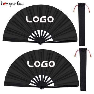 China Hot Selling Rave Fan Custom Large Folding Hand Handle Bamboo Rave Clacking Fans for sale