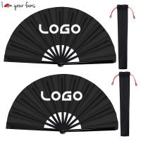 China Hot Selling Rave Fan Custom Large Folding Hand Handle Bamboo Rave Clacking Fans for sale