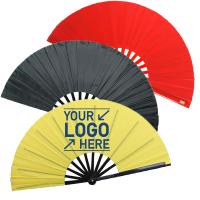 China Large Clack Fan Custom UV Factory Bamboo Folding Fans Rave Fan for Party for sale