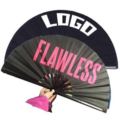 China Wholesale Custom Design Rave Fans Printed Portable Bamboo Rave Fan Held Large Hand Folding Fan for sale