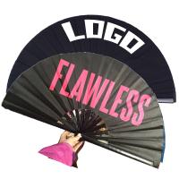 China Wholesale Custom Design Rave Fans Printed Portable Bamboo Rave Fan Held Large Hand Folding Fan for sale