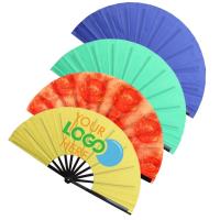 China Hot Selling UV Printing Custom Large Rave Clack Fans Bamboo Rave Fan for Dancing for sale