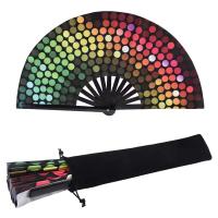 China High Quality Bamboo Ribs 33Cm Fans Hand Customized Large Rave Clack Folding Fans for sale