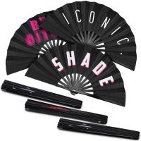 China Customized UV Printing Large Bamboo Folding Fans Clack Folding Fans Rave Fans for sale
