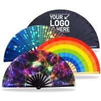 China Hot Selling Reflective UV Fans 33Cm Fans Hand Customized Large Rave Clack Fans for sale