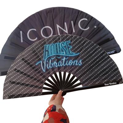 China Hot Selling UV Printing Custom Large Rave Clack Fans Bamboo Rave Fan for Dancing for sale