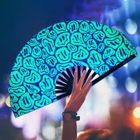China Hot Selling UV Printing Custom Large Rave Clack Fans Bamboo Rave Fan for Dancing for sale