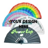 China Hot Selling UV Printing Custom Large Rave Clack Fans Bamboo Rave Fan for Dancing for sale