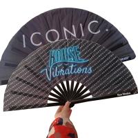 China Hot Selling UV Printing Custom Large Rave Clack Fans Bamboo Rave Fan for Dancing for sale