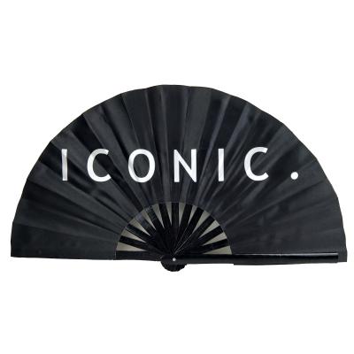 China Custom Printed Large 33cm Rave Bamboo Folding Hand Fans Visibility Painted Technique for Promotional Souvenir Craft for sale
