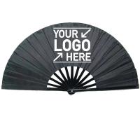 China Custom Printed Large 33cm Rave Bamboo Folding Hand Fans Visibility Painted Technique for Promotional Souvenir Craft for sale