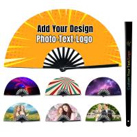 China Custom Hand Fan 13Inch Folding Rave Fans Party Large Rave Folding Clack Fan for sale