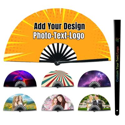 China Custom Hand Fan 13Inch Folding Rave Fans Party Large Rave Folding Clack Fan for sale