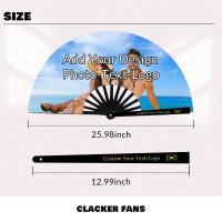 China Custom Hand Fan 13Inch Folding Rave Fans Party Large Rave Folding Clack Fan for sale