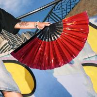 China Hot Selling Waterproof Personalized Large Hand Fan PVC Holography Fans Hand Held Rave Fan for sale