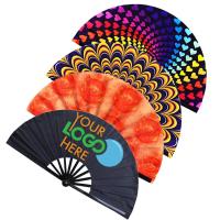 China High Quality UV Printing Large Size Clacking Sublimation Fan Bamboo Clack Fans Custom Rave Fans for sale