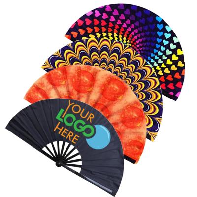 China High Quality UV Printing Large Size Clacking Sublimation Fan Bamboo Clack Fans Custom Rave Fans for sale