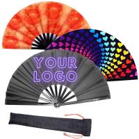 China High Quality UV Printing Large Size Clacking Sublimation Fan Bamboo Clack Fans Custom Rave Fans for sale