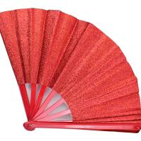 China Hot Selling in Stock 33cm Glitter Folding Fan Clacking Sublimation Fan Hand Fans Wholesale for sale