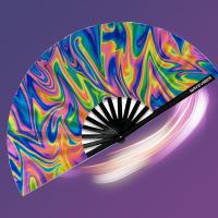 China Hot Sale PVC Hand Fan Printing Fabric Bamboo Fan Rave Folding Fan for sale