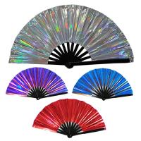 China 33cm Hot Sale PVC Hand Fan Printing Fabric Bamboo Fan Rave Folding Fan for Promotion Activity for sale