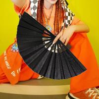 China 33CM Customized Logo Print Plastic Large Rave Clack Fans Kungfu Hand Fan Bamboo Folding Fan for Music for sale