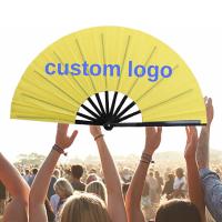 China Rave Large Clack Fan 25 Inches Kungfu Hand Fan Bamboo Fan for Music Festival for sale
