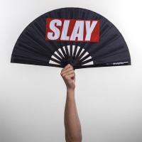 China Personalized Large Folding Fan Hand Held Bamboo Fabric Clack Fans Rave Fans for Music for sale
