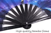 China Bamboo with Fbaric 33cm Large Customized  Rave Fans Classic Chinese Art Big Clark Handing Folding Fans for Promotion for sale