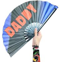 China Custom Kung Fu Folding Fans 33Cm Large Hand Held Clack Fans Bamboo Rib Clack Rave Fan for sale