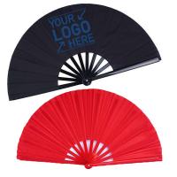 China Custom Kung Fu Folding Fans 33Cm Large Hand Held Clack Fans Bamboo Rib Clack Rave Fan for sale